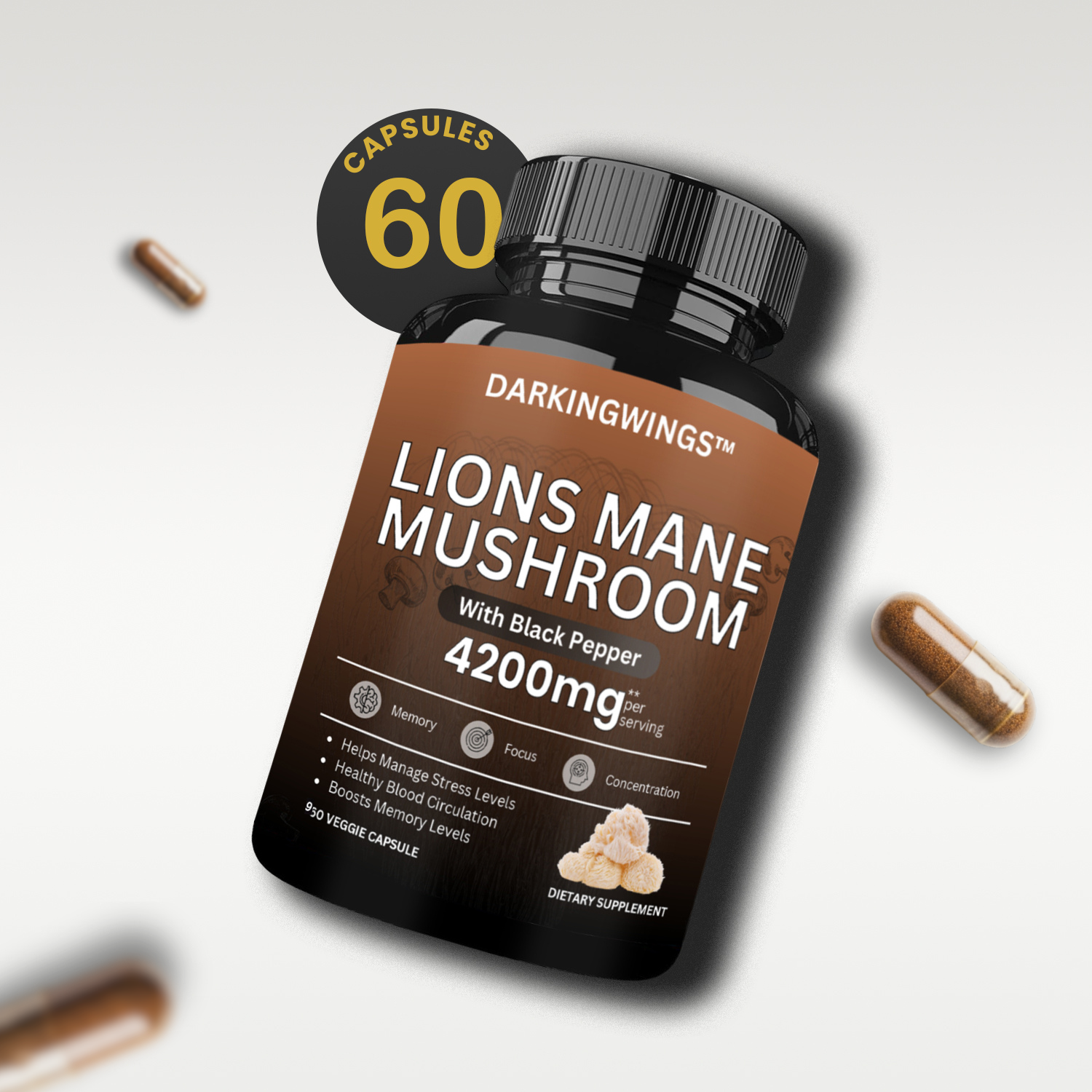 Lions Mane Supplement Capsules 4200mg – Darkingwings
